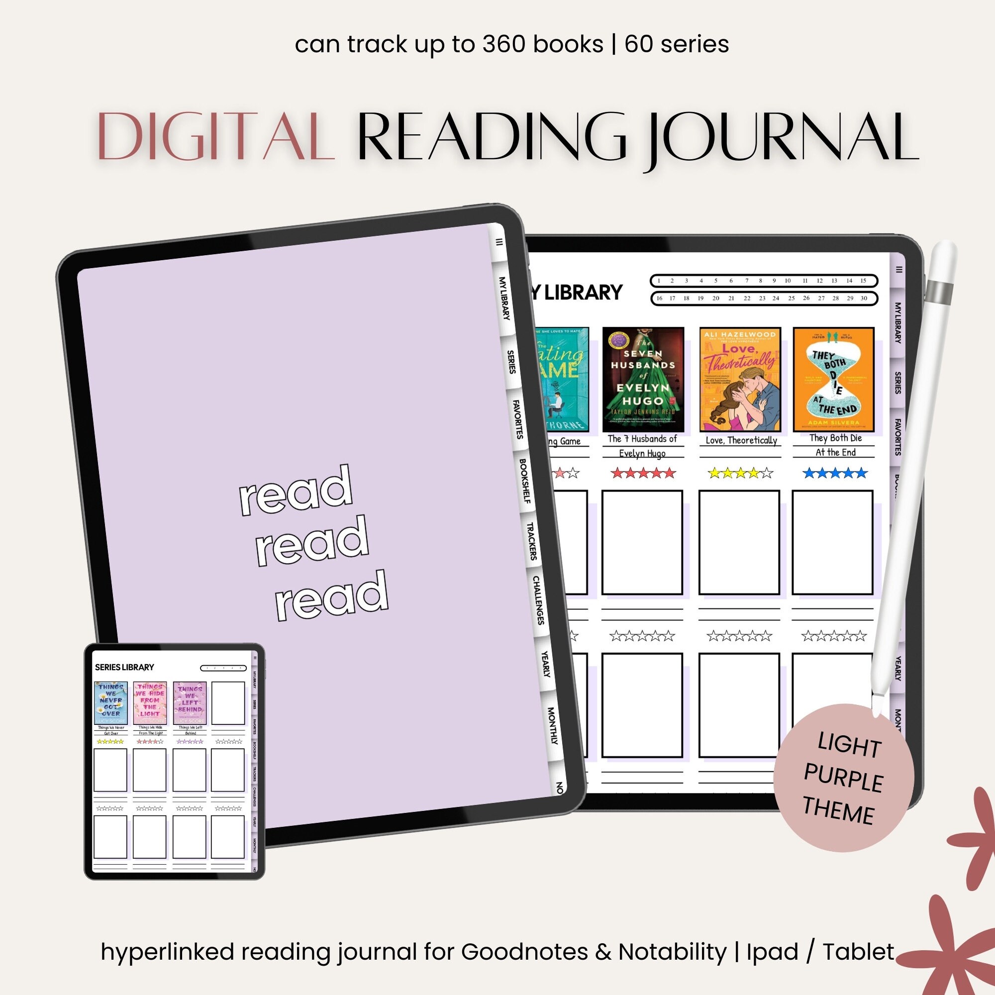 Digital Reading Journal, Portrait Reading Journal, Book Tracker ...