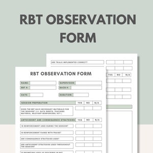 RBT Observation Form | Digital Supervision Tool for ABA Sessions ...