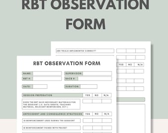 RBT Observation Form | Digital Supervision Tool for ABA Sessions ...