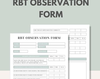 RBT Observation Form | Digital Supervision Tool for ABA Sessions ...