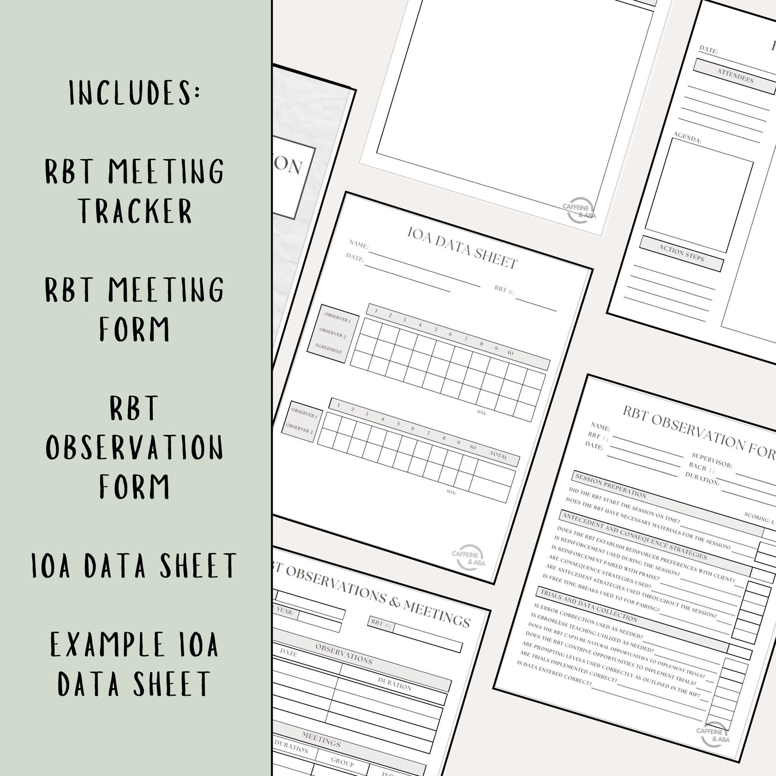 RBT Supervision Notebook, Digital, Printable, PDF, Gray, Observation ...