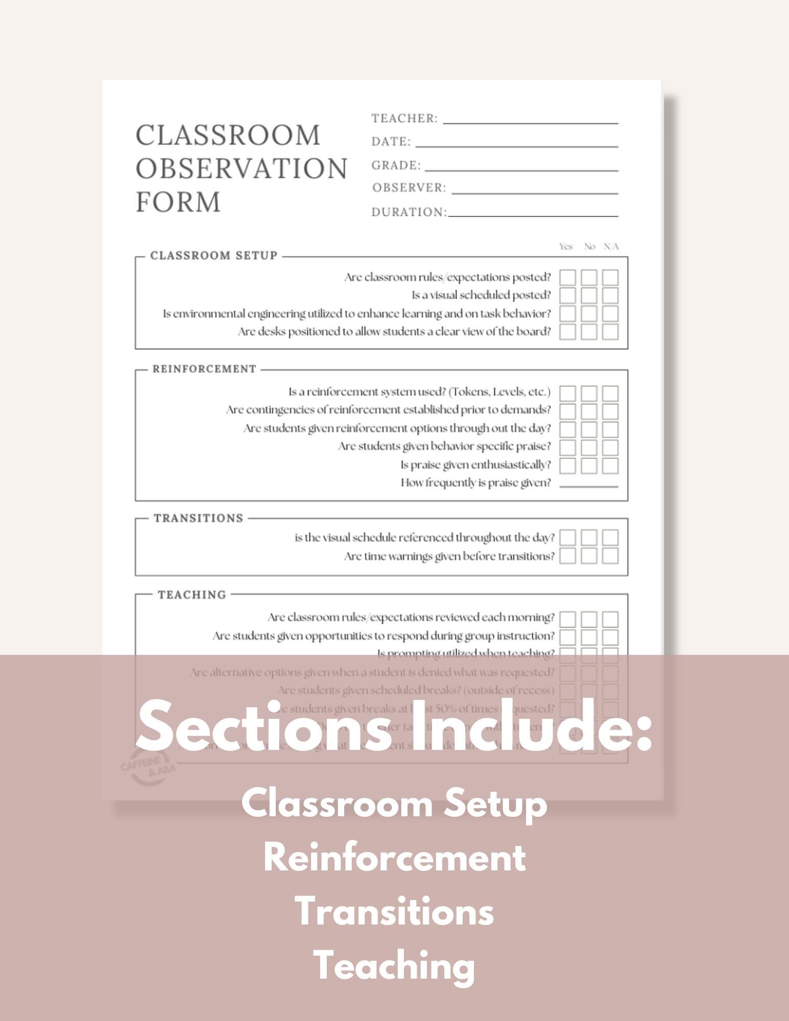Digital Classroom Observation Checklist | Behavior & Classroom ...