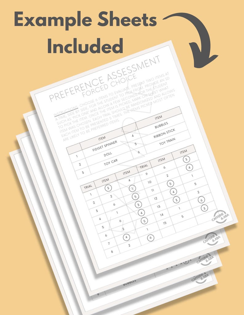 Preference Assessment Template Bundle, Printable, Digital File, Forced ...