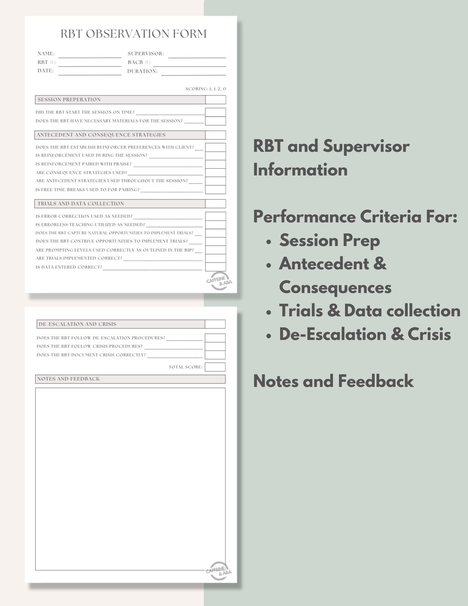 RBT Observation Form | Digital Supervision Tool for ABA Sessions ...