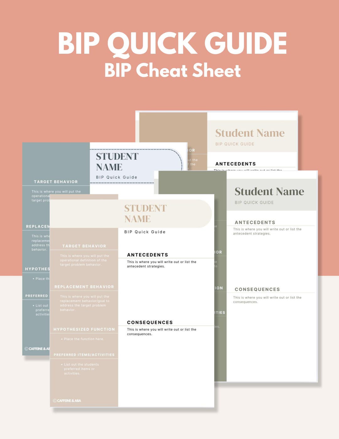 Behavior Intervention Plan (BIP) Quick Guide | Editable ABA Cheat Sheet ...