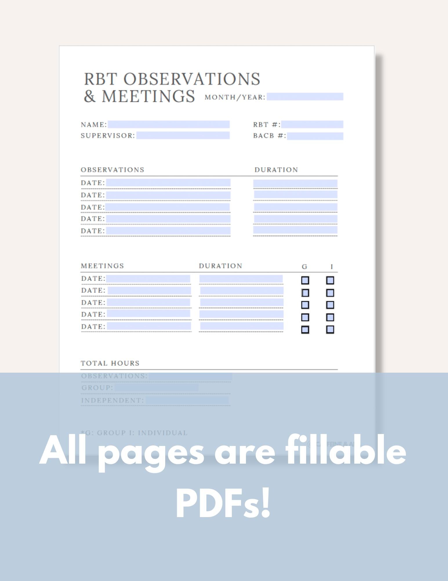 RBT Supervision Toolkit | Digital Forms for ABA Supervisors – Meeting ...