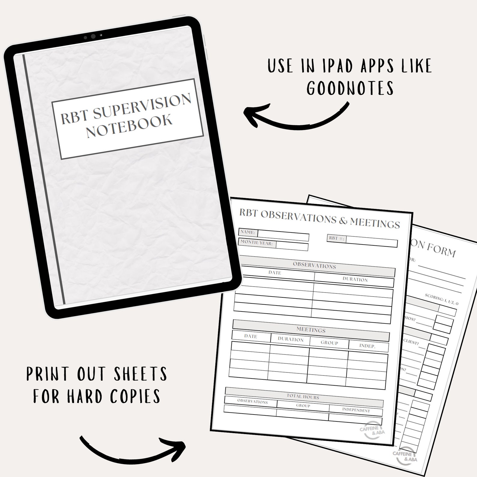 RBT Supervision Notebook, Digital, Printable, PDF, Gray, Observation ...