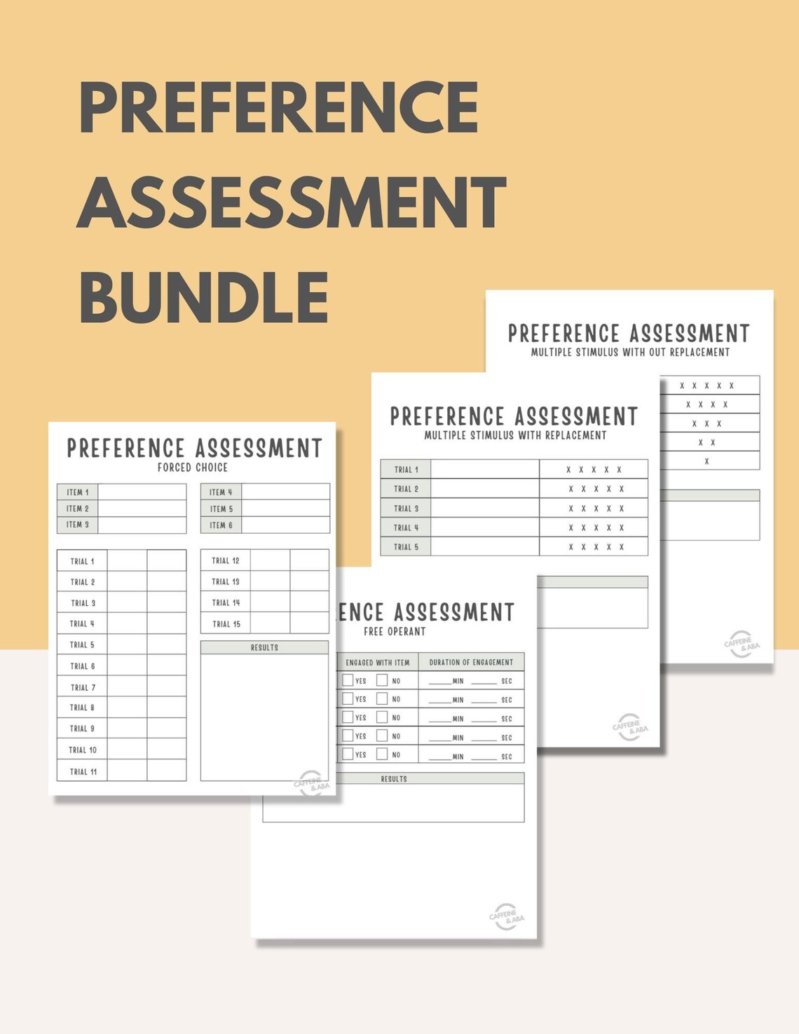Preference Assessment Template Bundle, Printable, Digital File, Forced ...