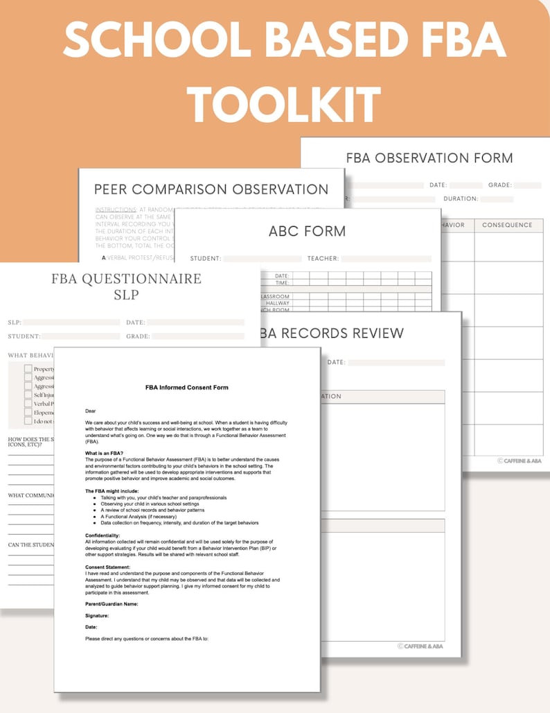 School-based FBA Toolkit | Digital ABA Forms for Functional Behavior ...