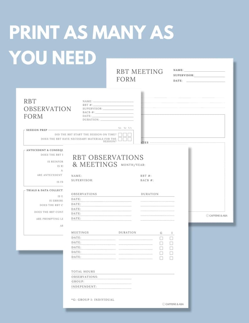 RBT Supervision Toolkit | Digital Forms for ABA Supervisors – Meeting ...