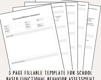 FBA Template, School ABA, Functional Behavior Assessment, Fillable ...