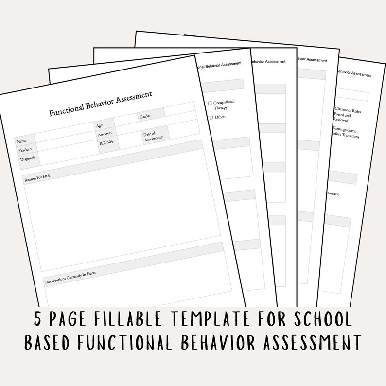 FBA Template, School ABA, Functional Behavior Assessment, Fillable ...