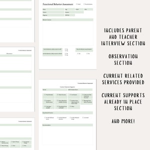 FBA Template, School ABA, Functional Behavior Assessment, Fillable ...
