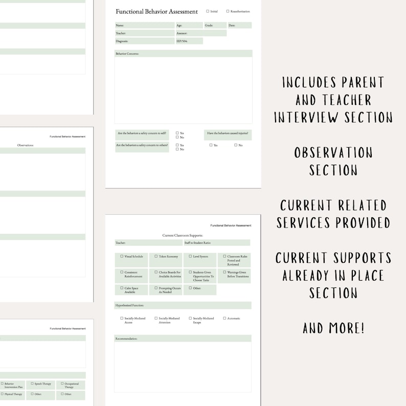 FBA Template, School ABA, Functional Behavior Assessment, Fillable ...