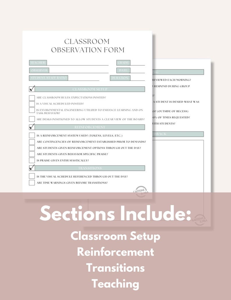 Digital Classroom Observation Checklist | Behavior & Classroom ...