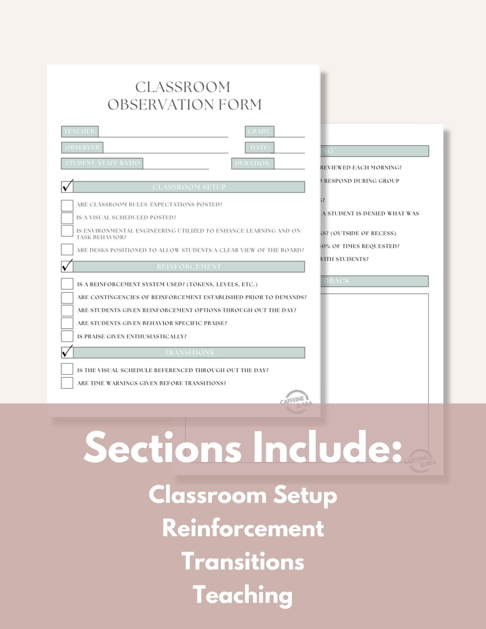 Digital Classroom Observation Checklist | Behavior & Classroom ...