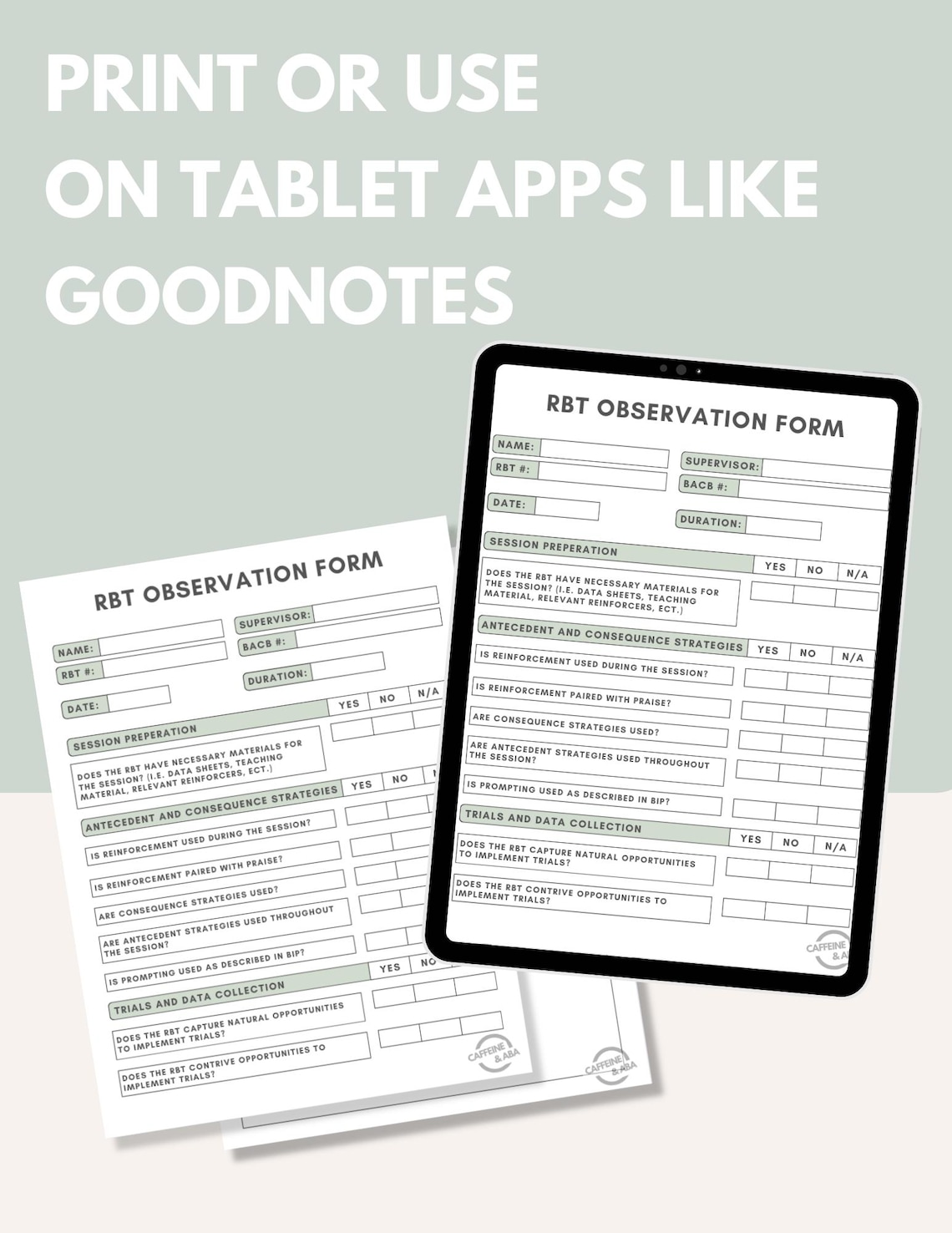 RBT Observation Form | Digital Supervision Tool for ABA Sessions ...
