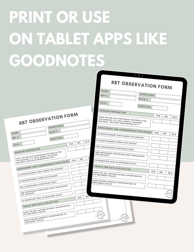 RBT Observation Form | Digital Supervision Tool for ABA Sessions ...
