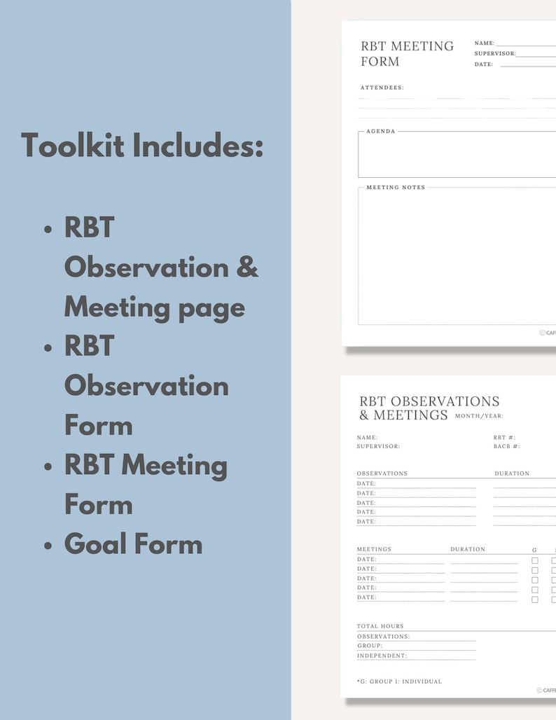 RBT Supervision Toolkit | Digital Forms for ABA Supervisors – Meeting ...