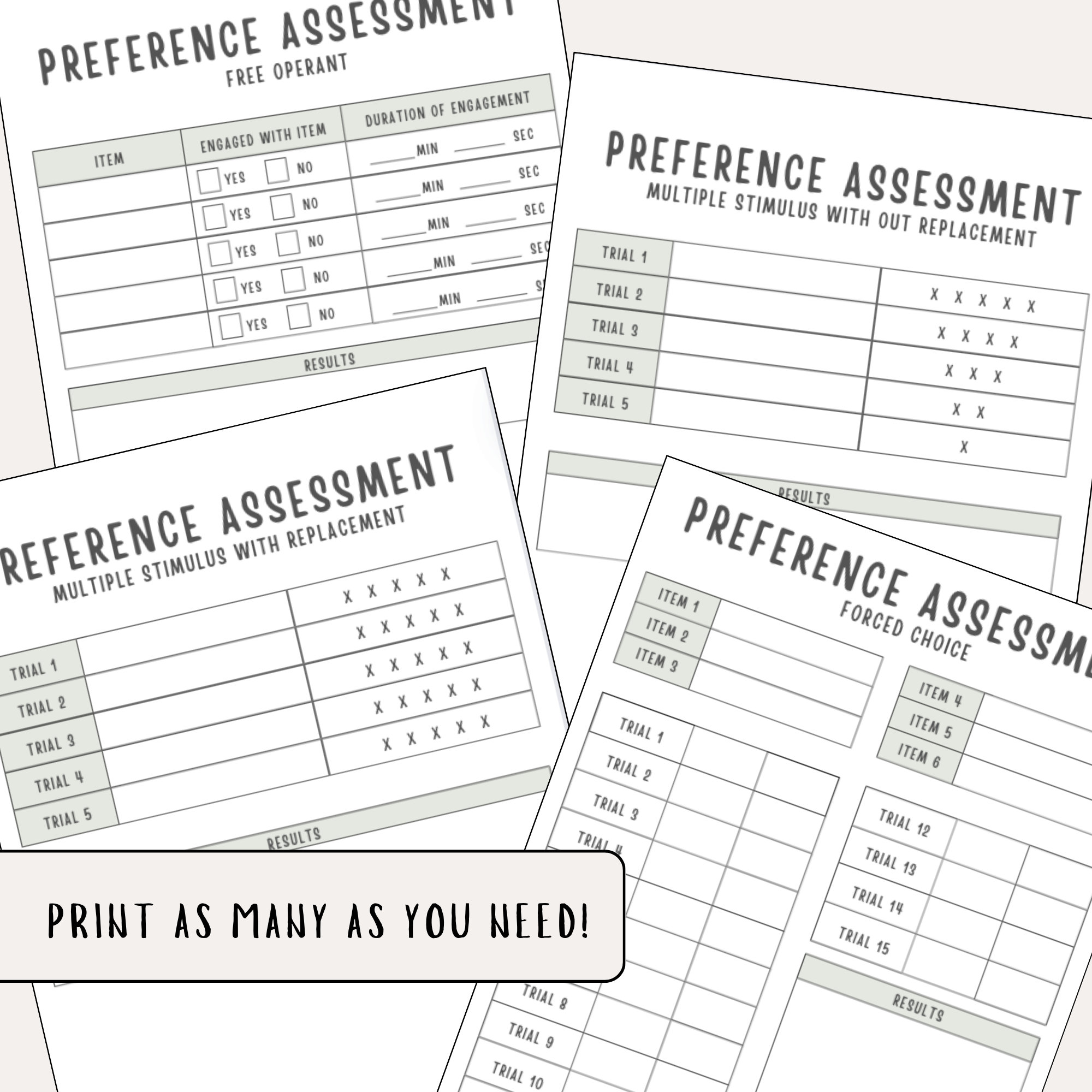 Preference Assessment Template Bundle, Printable, Digital File, Forced ... Preference Assessment Template Bundle, Printable, Digital File, Forced ...