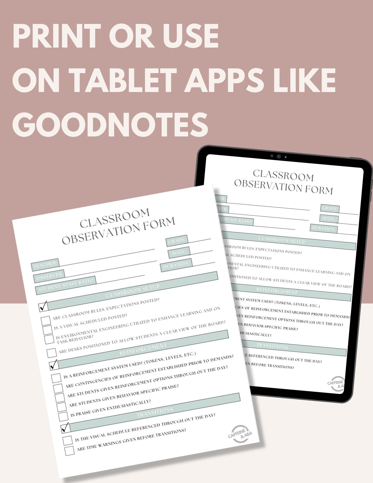 Digital Classroom Observation Checklist | Behavior & Classroom ...