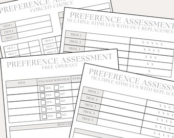 Preference Assessment Template Bundle, Printable, Digital File, Forced ...