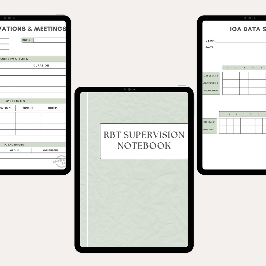 RBT Supervision Notebook, Digital, Printable, PDF, Green, Observation ...