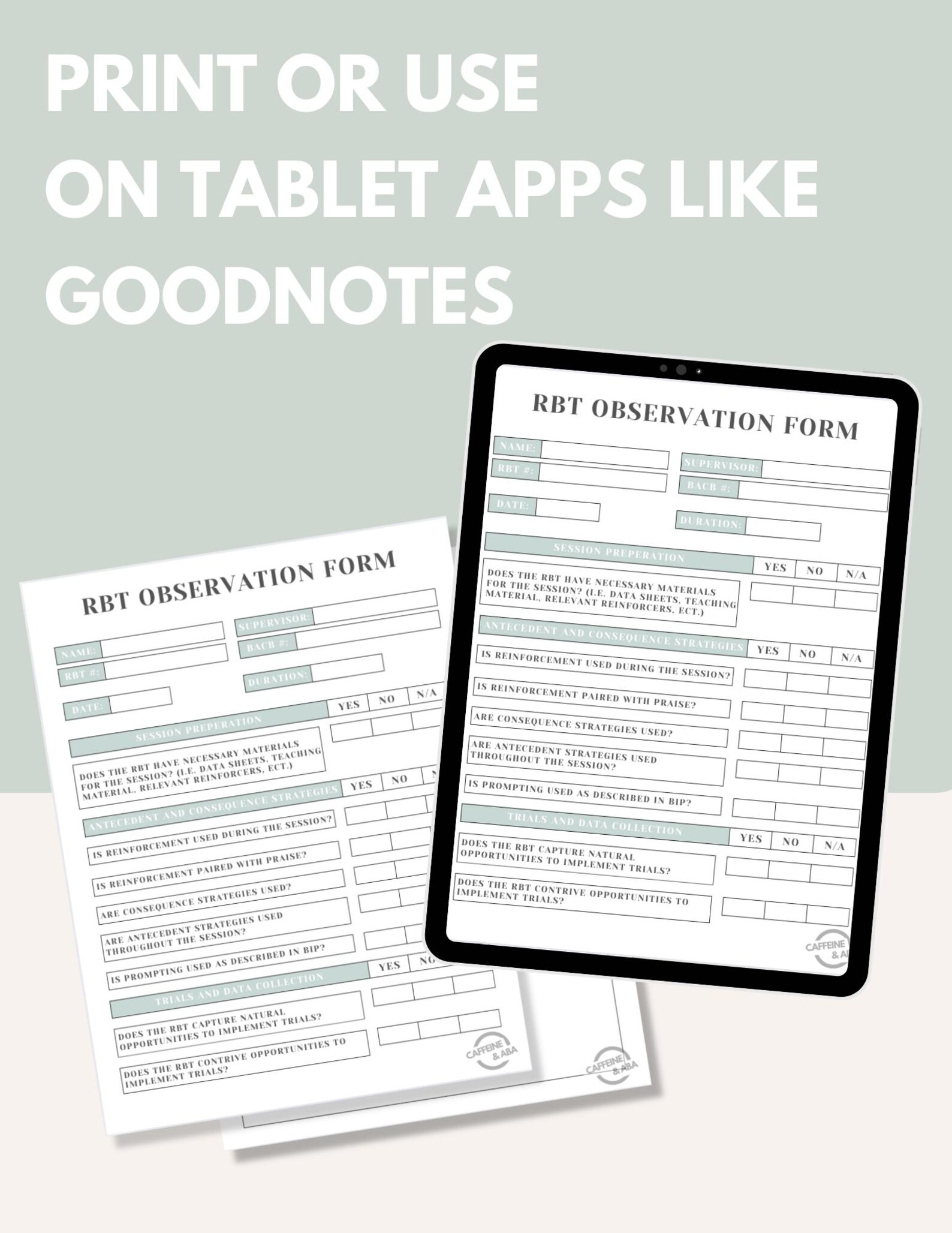 RBT Observation Form | Digital Supervision Tool for ABA Sessions ...