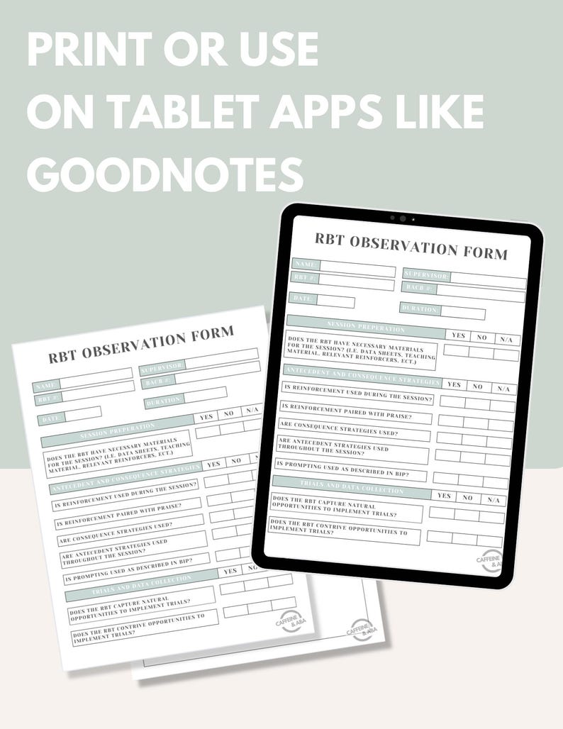 RBT Observation Form | Digital Supervision Tool for ABA Sessions ...