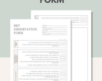 RBT Observation Form | Digital Supervision Tool for ABA Sessions ...