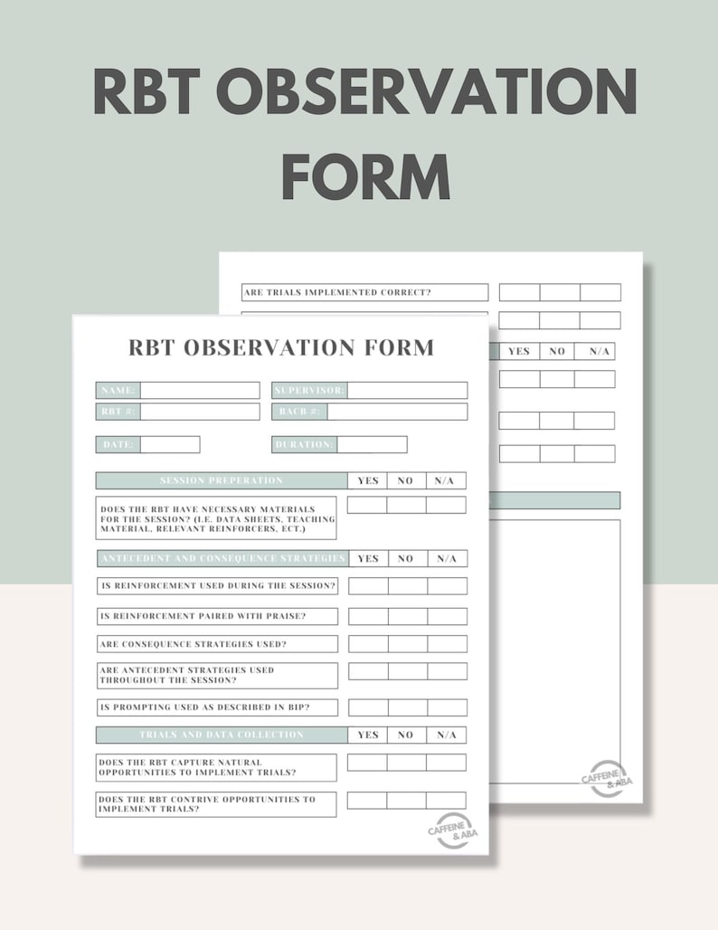 RBT Observation Form | Digital Supervision Tool for ABA Sessions ...