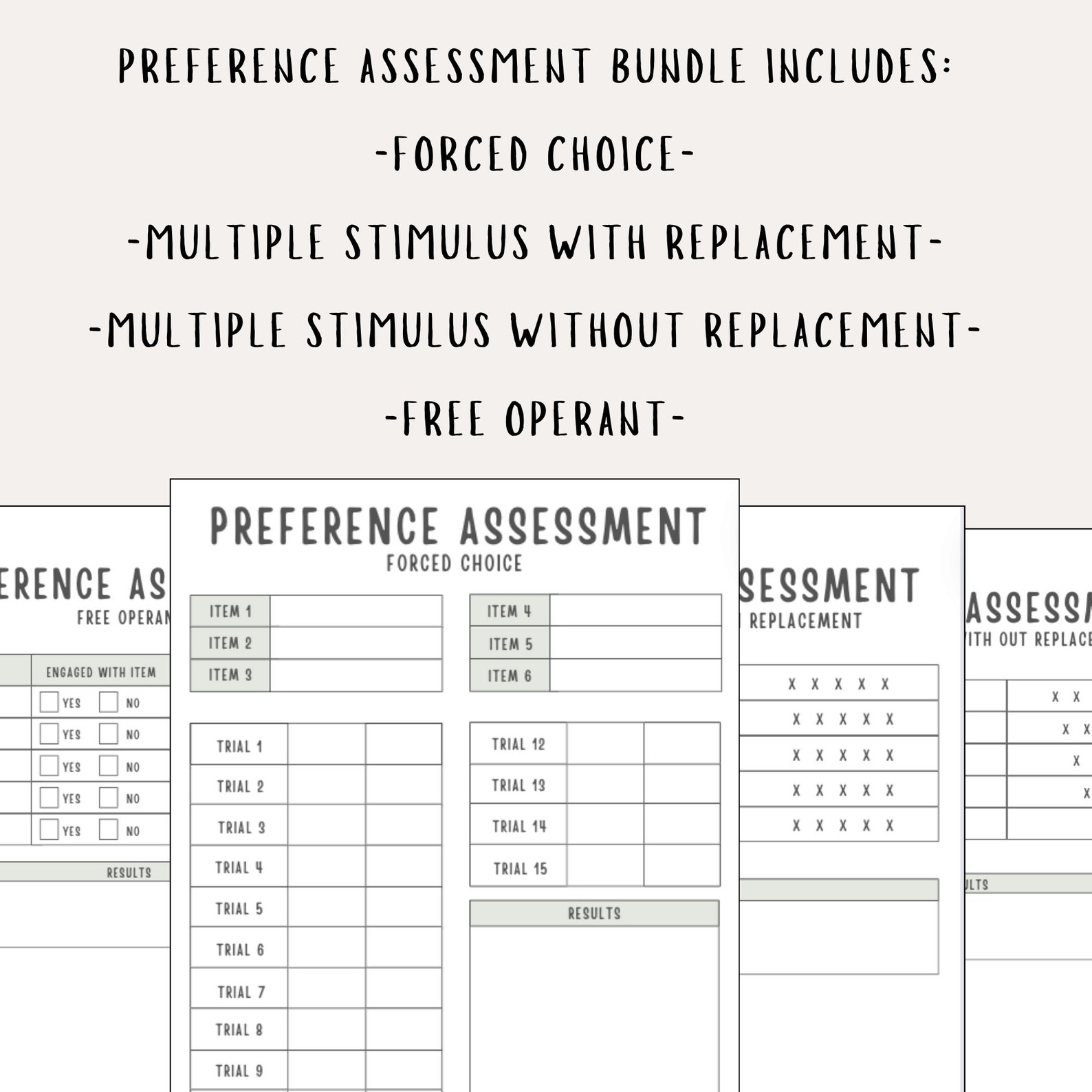 Preference Assessment Template Bundle, Printable, Digital File, Forced ...