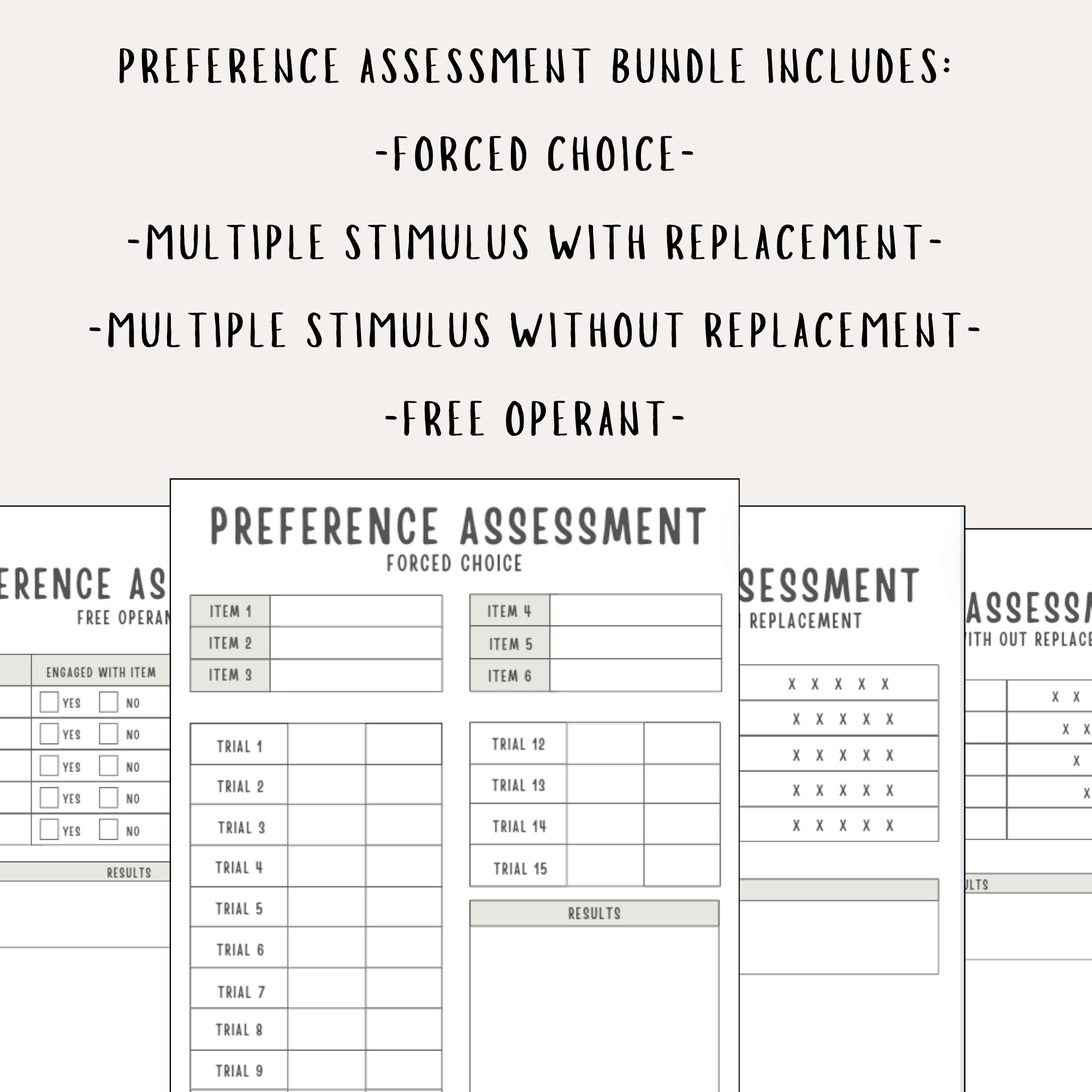 Preference Assessment Template Bundle, Printable, Digital File, Forced ... Preference Assessment Template Bundle, Printable, Digital File, Forced ...