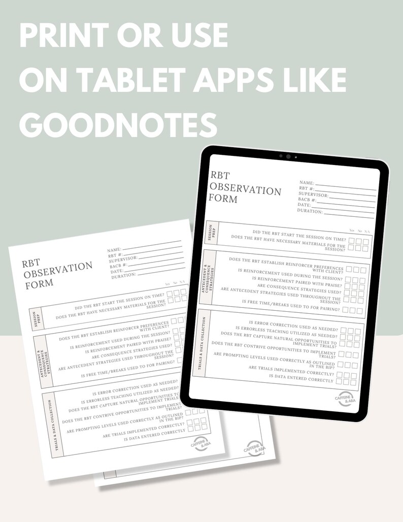 RBT Observation Form | Digital Supervison Tool for ABA Sessions ...