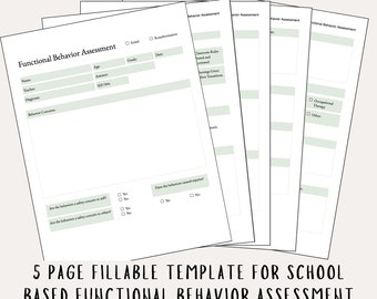 FBA Template, School ABA, Functional Behavior Assessment, Fillable ...