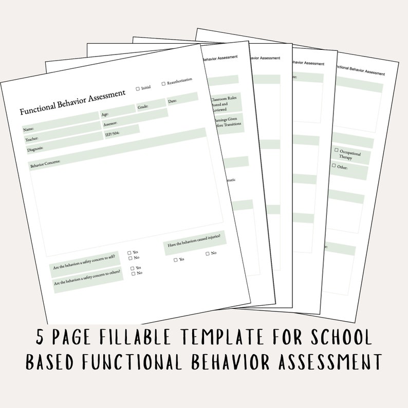 FBA Template, School ABA, Functional Behavior Assessment, Fillable ...