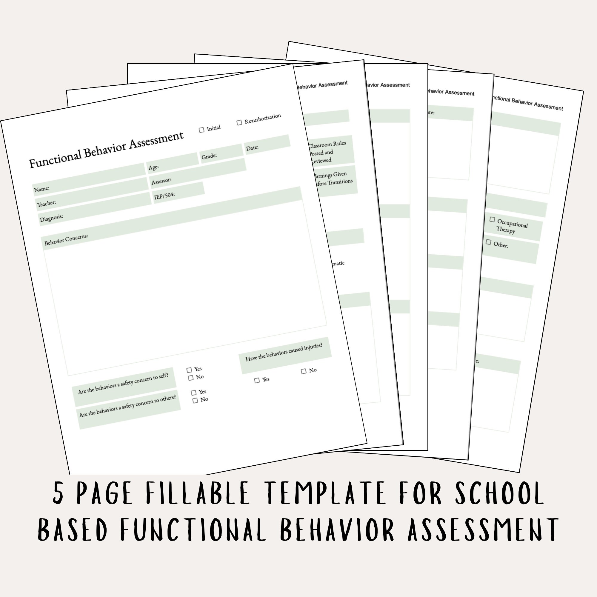 FBA Template, School ABA, Functional Behavior Assessment, Fillable ...