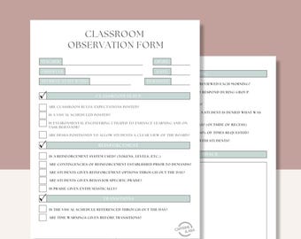 Digital Classroom Observation Checklist | Behavior & Classroom ...