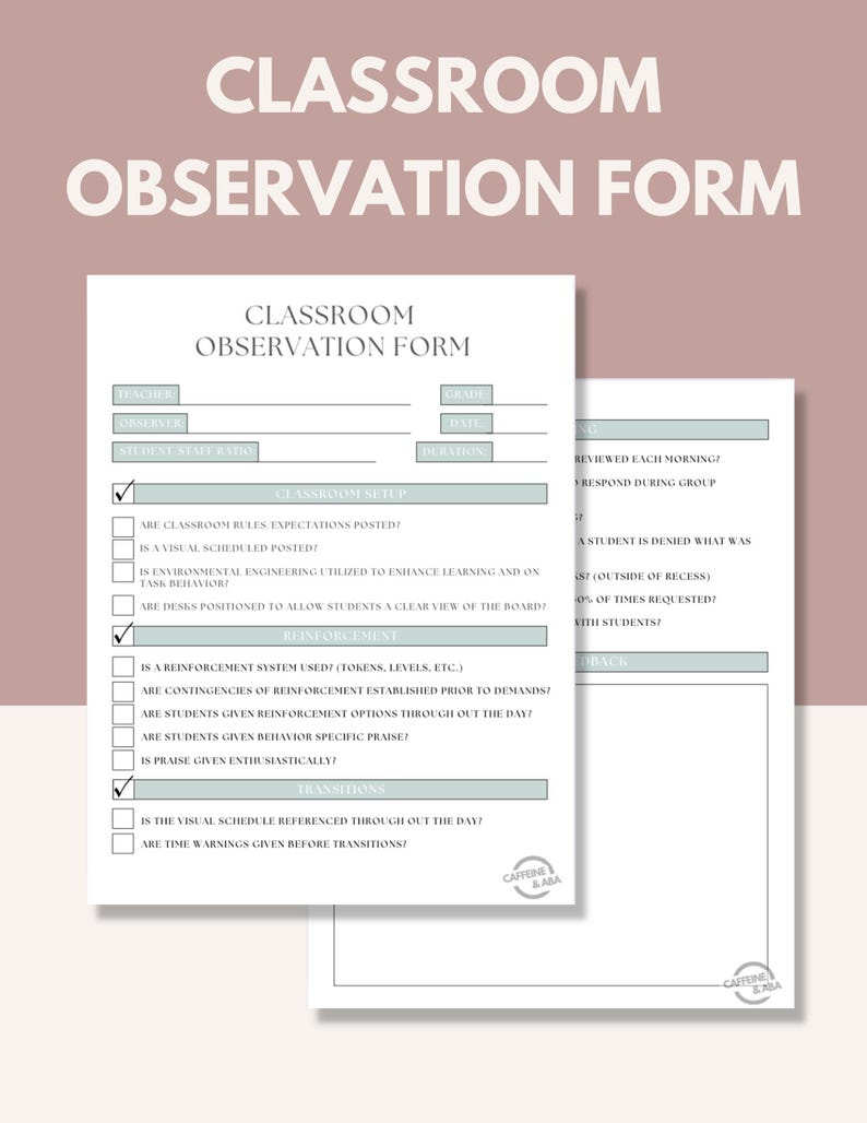 Digital Classroom Observation Checklist | Behavior & Classroom ...