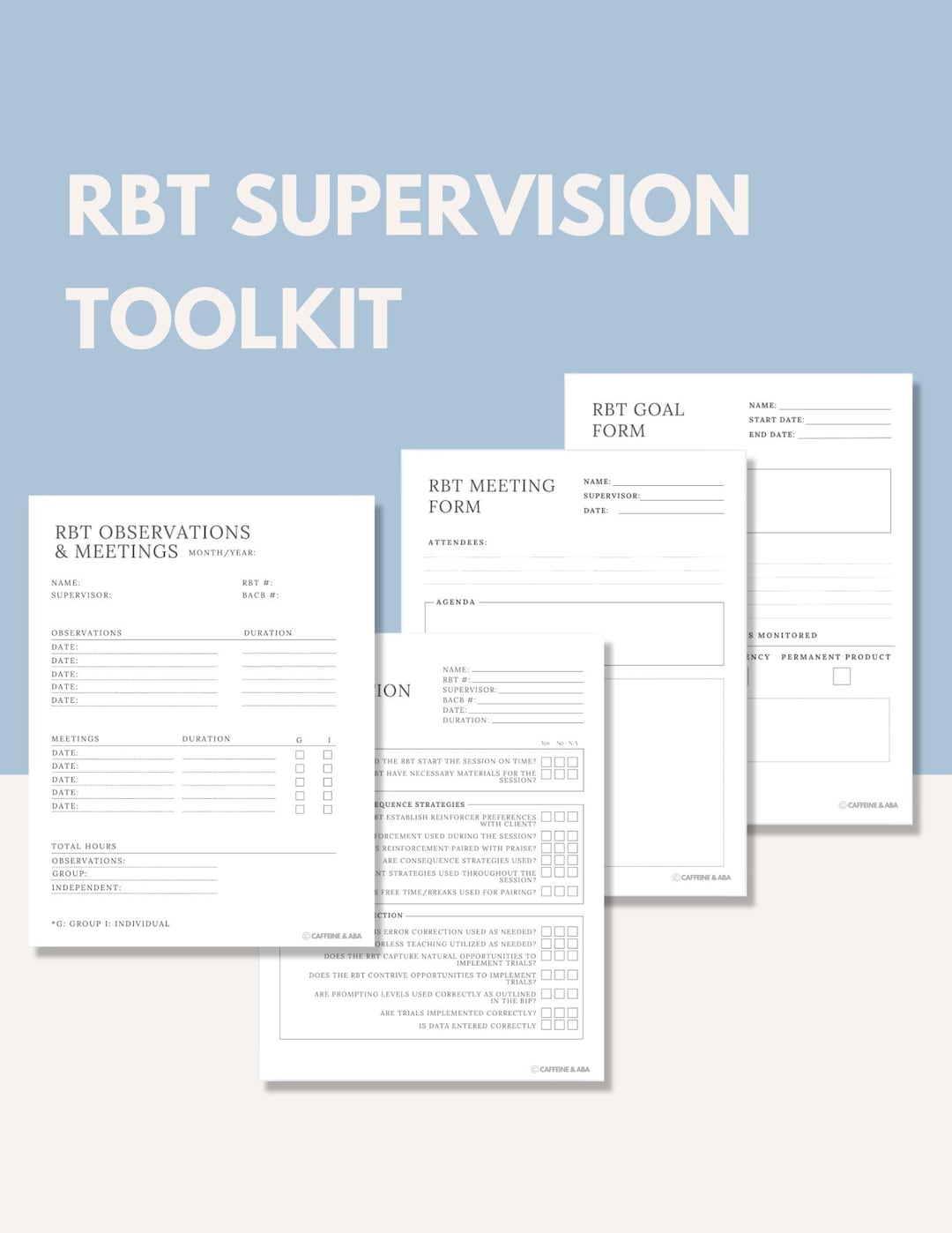 RBT Supervision Toolkit | Digital Forms for ABA Supervisors – Meeting ...