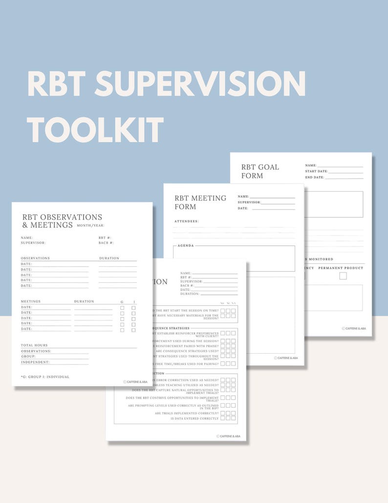 RBT Supervision Toolkit | Digital Forms for ABA Supervisors – Meeting ...