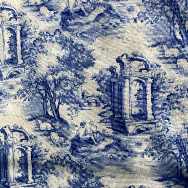 Blue Toile Fabric - Etsy