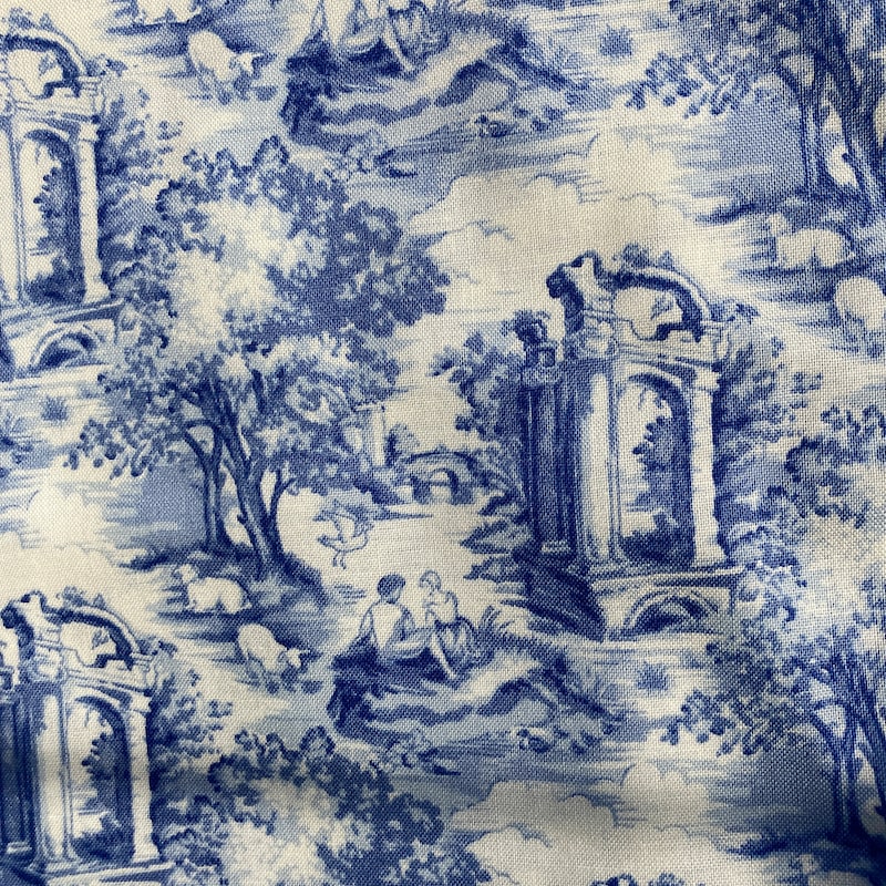 Blue Toile Fabric - Etsy