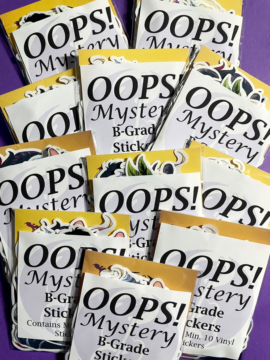 OOPS! Mystery B-grade Vinyl Sticker Pack - Min. 10 Stickers Included - Etsy