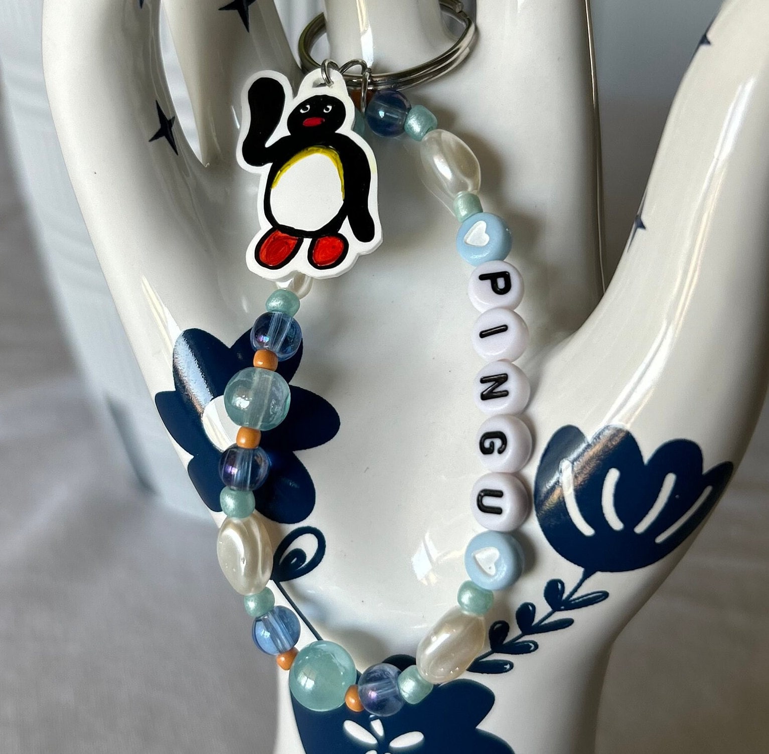 Pingu Keychain Handmade Beaded - Etsy