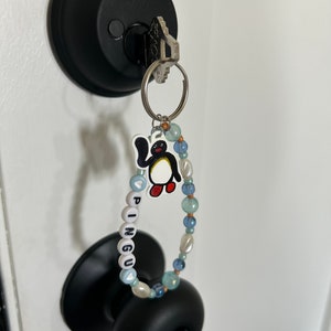 Pingu Keychain Handmade Beaded - Etsy