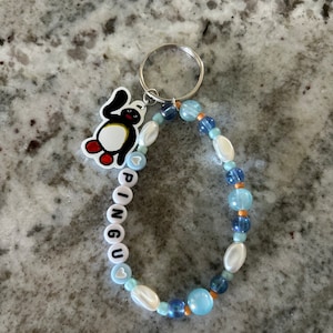 Pingu Keychain Handmade Beaded - Etsy