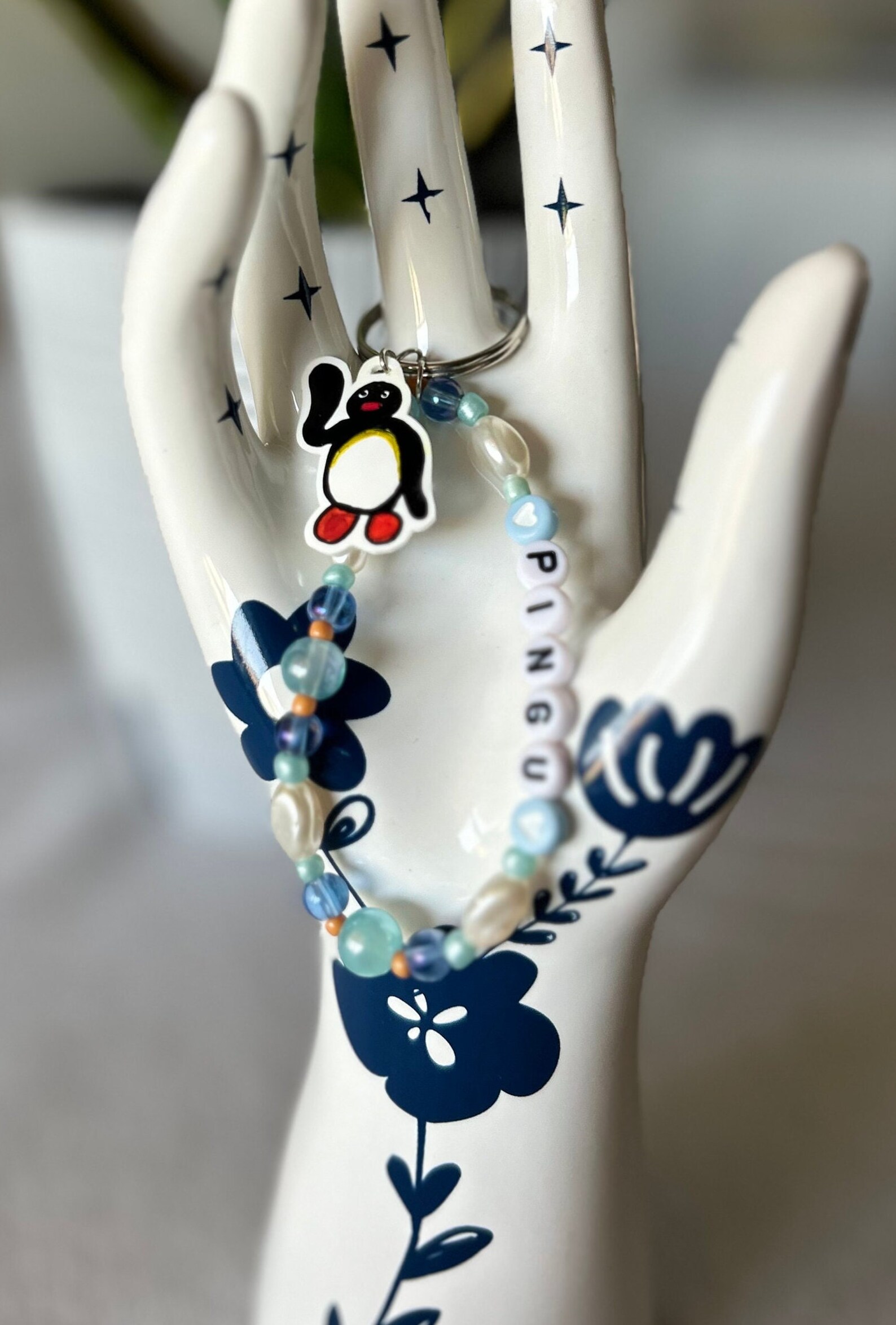 Pingu Keychain Handmade Beaded - Etsy