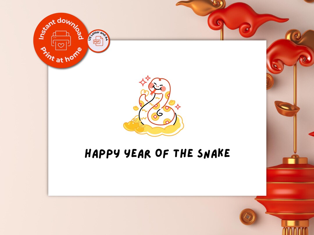 Year of the Snake Doodle Printable | Chinese New Year | Lunar New Year ...