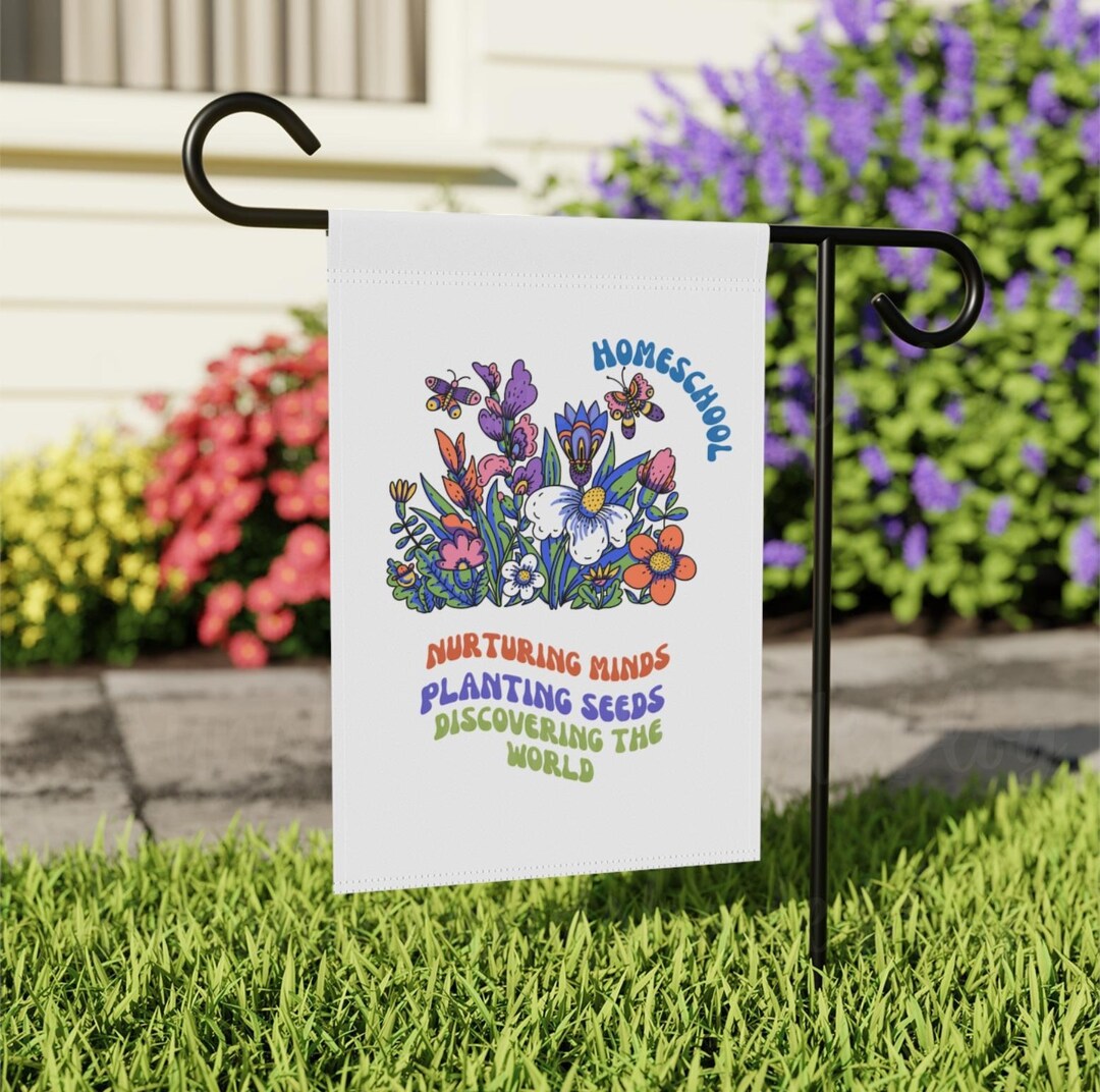 Floral Garden Banner for Homeschool | Floral Design Inspirational Flag ...